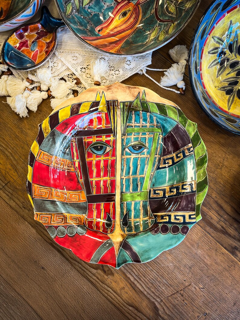 Handmade Ceramic Plate Horse Art Design 30 Cm Decorative & Food Safe ...