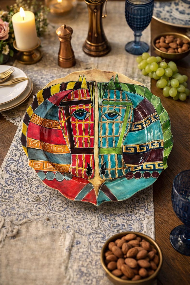 Handmade Ceramic Plate Horse Art Design 30 Cm Decorative & Food Safe ...