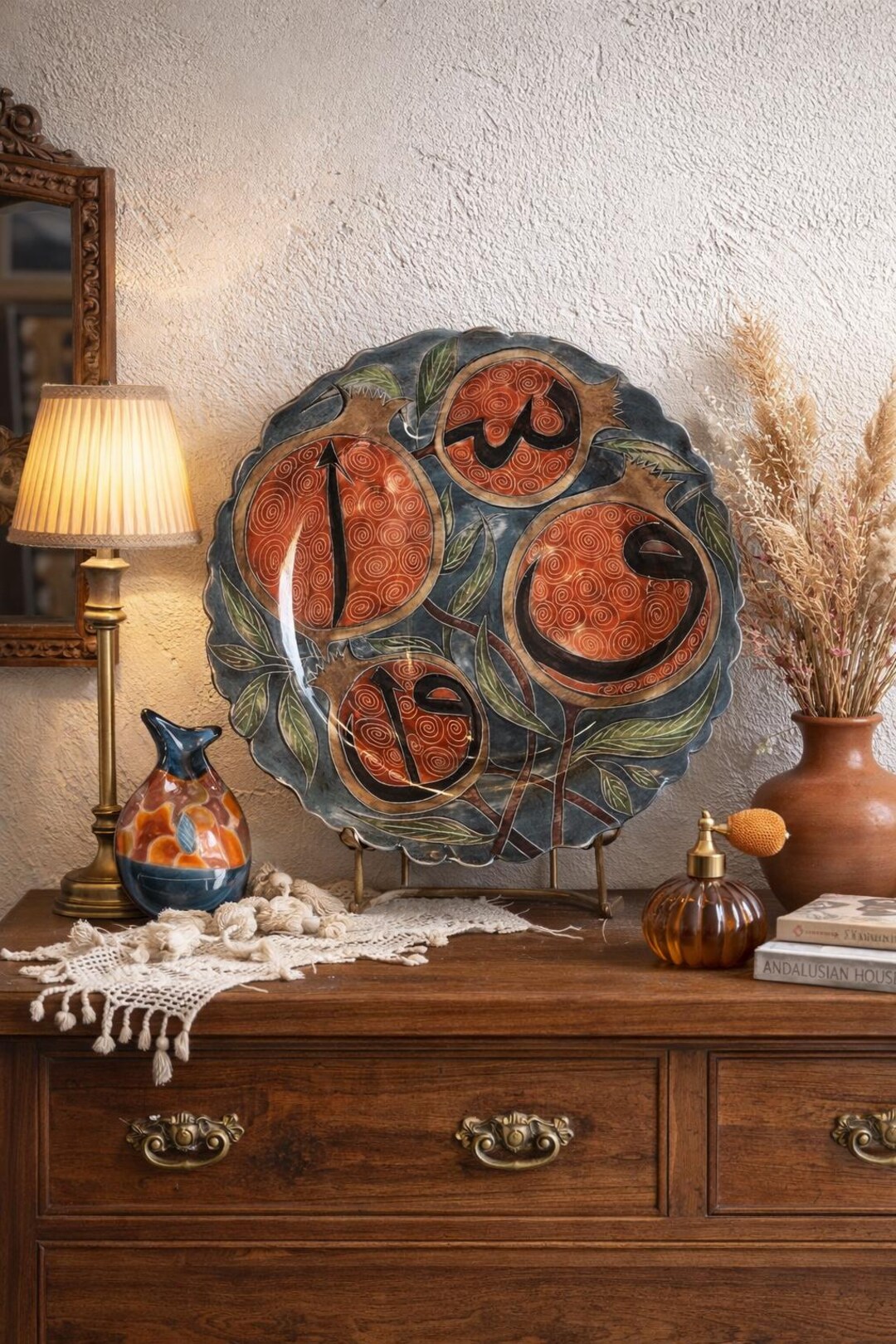 Hand-painted Elif & Vav Calligraphy Ceramic Plate Handmade in ...