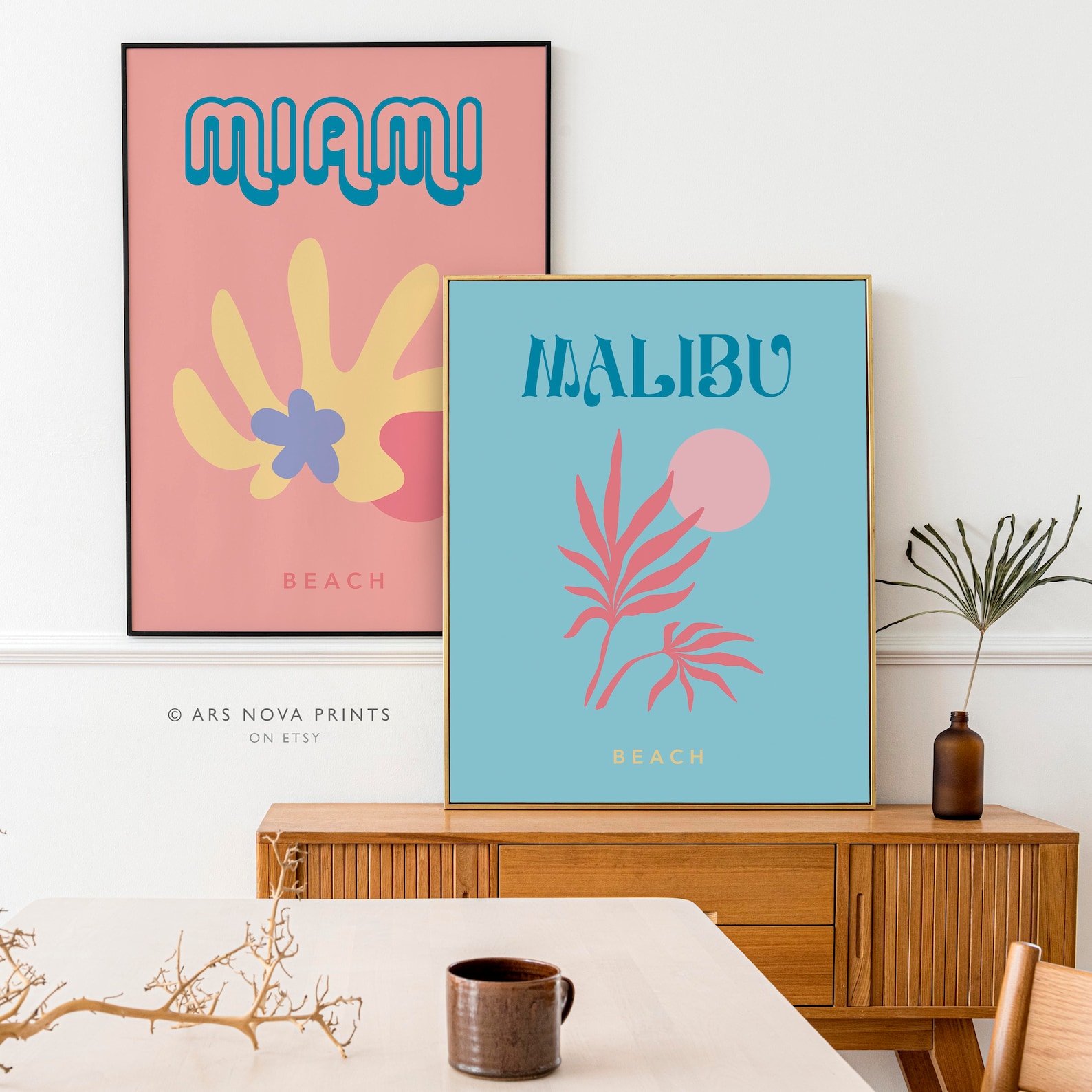Preppy Travel Prints, Set of 6 Preppy Room Decor, Malibu Miami Ibiza ...