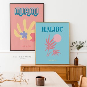 Preppy Travel Prints, Set of 6 Preppy Room Decor, Malibu Miami Ibiza ...