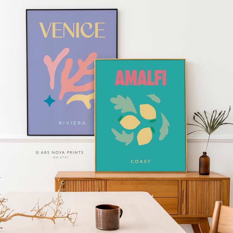 Preppy Travel Prints, Set of 6 Preppy Room Decor, Malibu Miami Ibiza ...