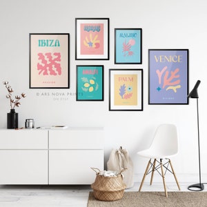 Preppy Travel Prints, Set of 6 Preppy Room Decor, Malibu Miami Ibiza ...