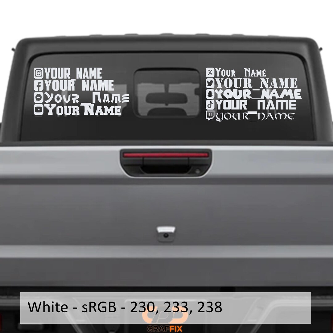 Custom Social Media Username Pair of 2 Decals - Personalized Username ...