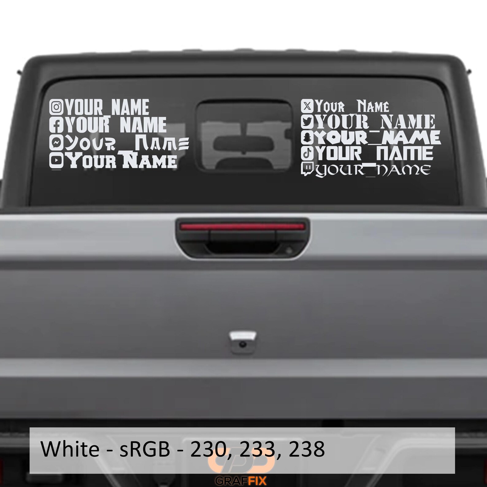 Custom Social Media Username Pair of 2 Decals - Personalized Username ...
