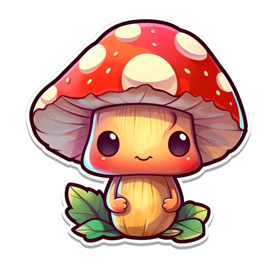 Chibi Mushroom Vinyl Sticker - Etsy