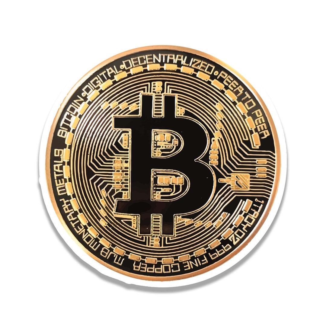 Bitcoin Crypto Token Vinyl Sticker | Gold Bitcoin Decal for Laptop ...