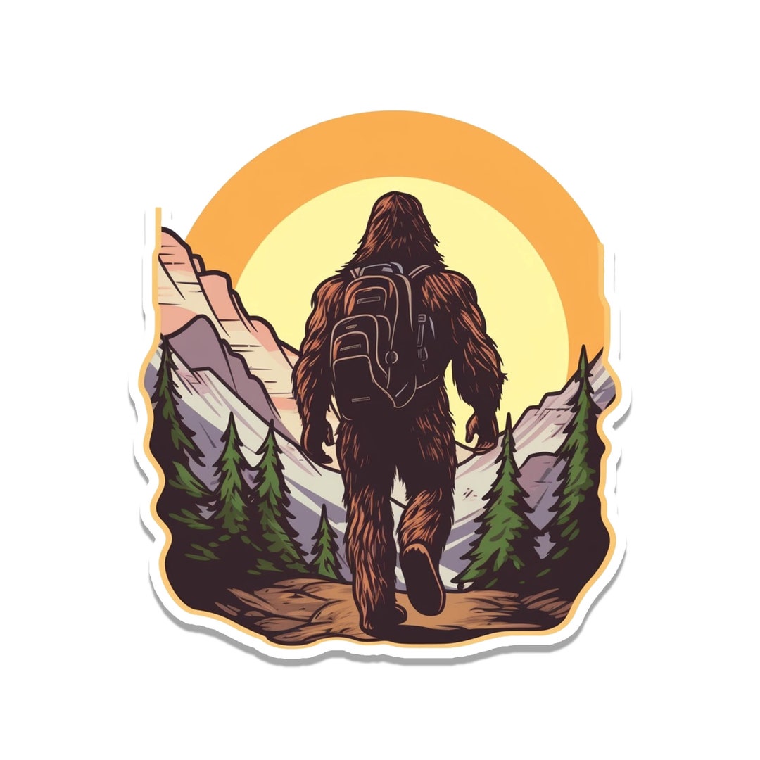 Bigfoot Going Camping Vinyl Sticker | Funny Sasquatch Outdoor Decal for ...