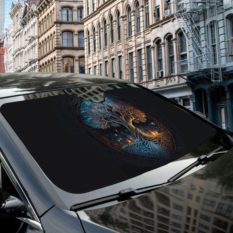 Norse Tree of Life Car Windshield Sunshade, Mystical Yggdrasil Front ...