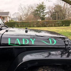 Personalized Custom Text Hood Vinyl Decals - Fits Jeep Wrangler or ...