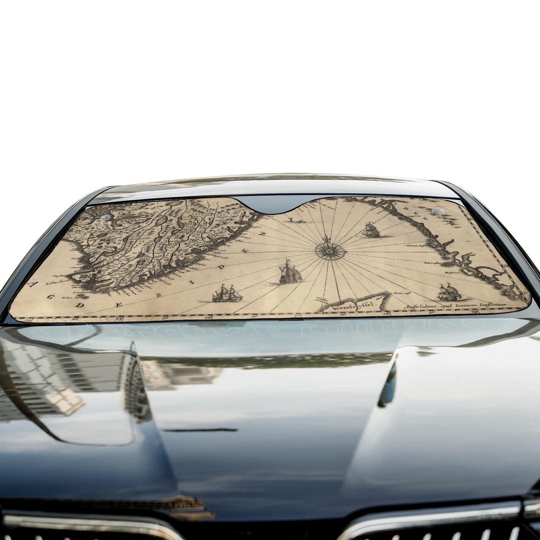 Cartographer Ocean Trail Car Windshield Sun Shade, Antique Map Front ...