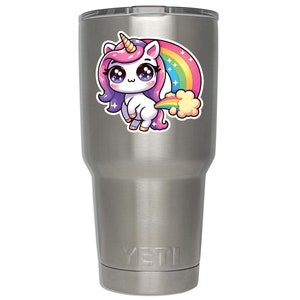Rainbow Poop Chibi Unicorn Vinyl Sticker | Cute Waterproof Decal for ...