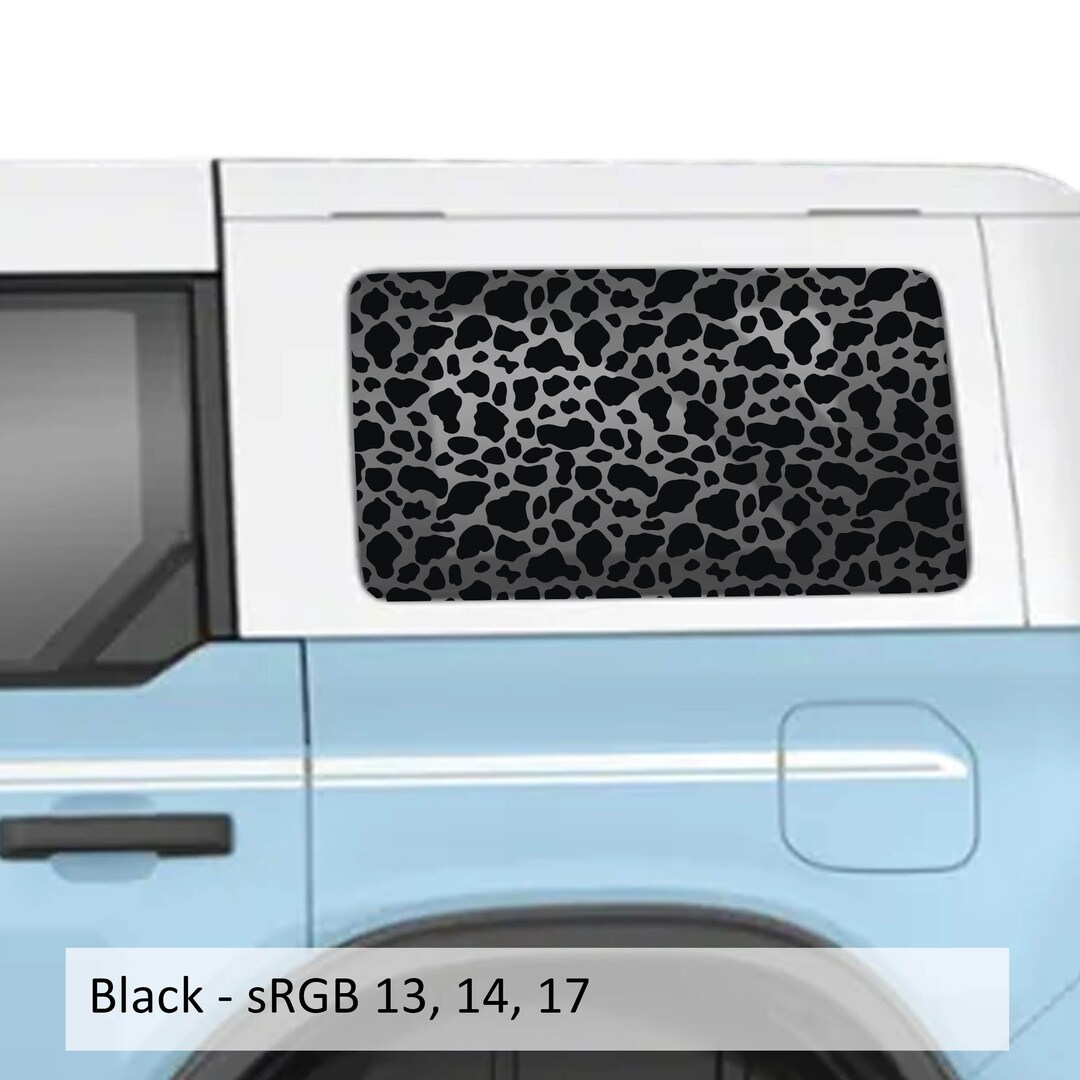 Cow Print Rear Quarter Window Decals Fits 2021+ 4 Door Bronco Hardtops ...