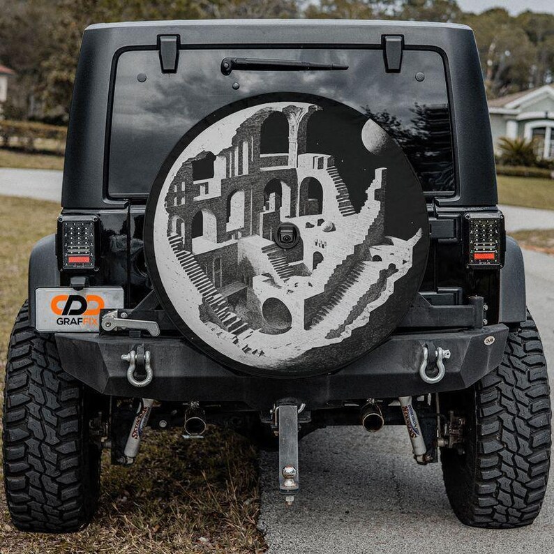 Escher Staircase Spare Tire Cover, Planetary Labyrinth, With Camera ...