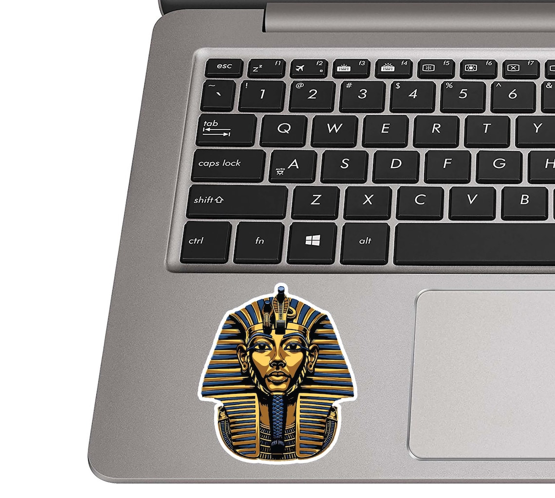 Pharaoh King Tut Vinyl Sticker, Gold and Blue Mask (laptop, Bottle, Car ...