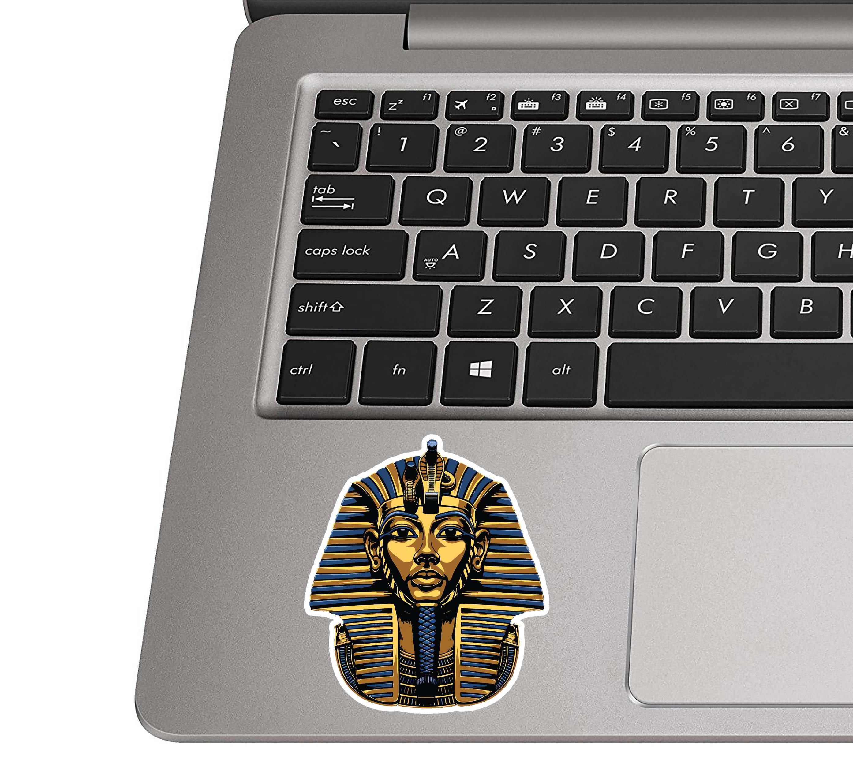 Pharaoh King Tut Vinyl Sticker, Gold and Blue Mask (laptop, Bottle, Car ...