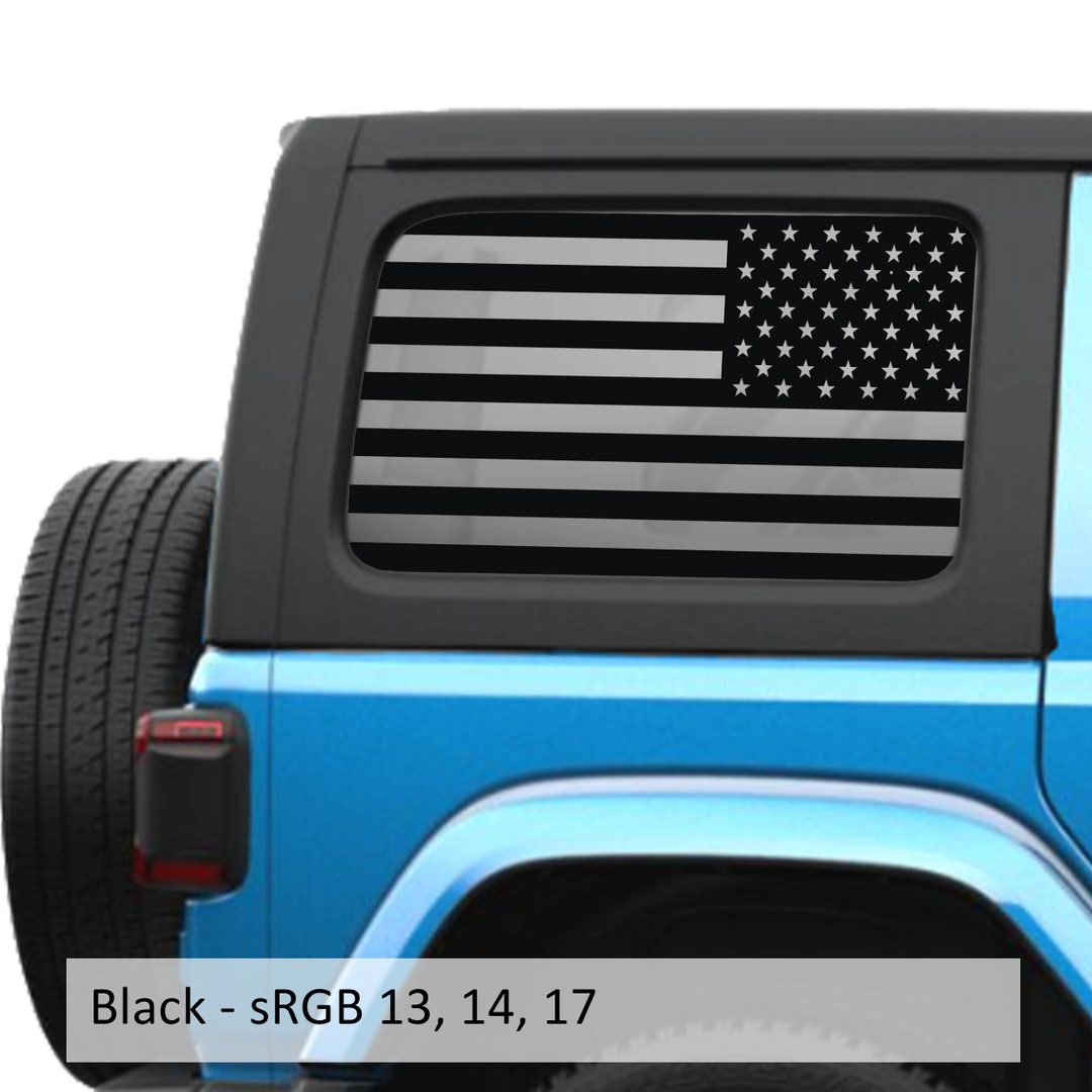 American Flag JLU Hardtop Window Decal Set - Fits Jeep Wrangler JLU ...