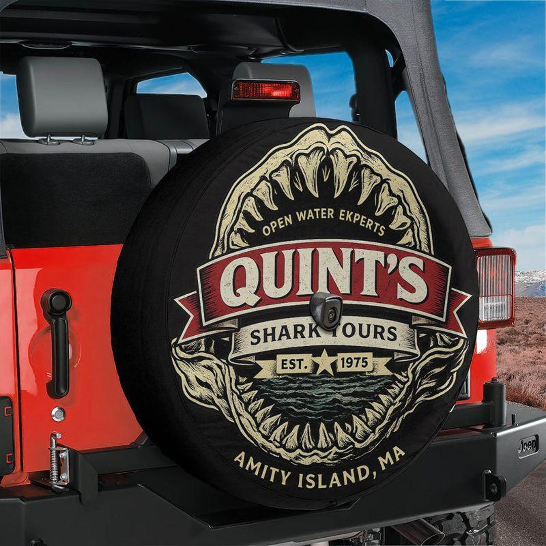 Quint's Shark Tours Spare Tire Cover With Backup Camera Hole Option - Etsy