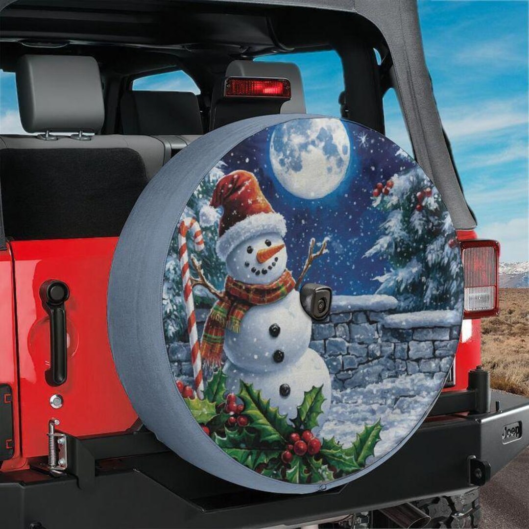 Frosty’s Midnight Cheer Snowman Spare Tire Cover With Backup Camera ...
