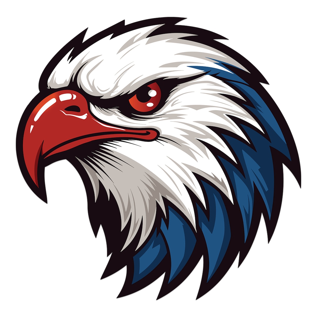 Red White & Blue Bald Eagle Head Waterproof Vinyl Sticker Patriotic Design for Cars Windows ...