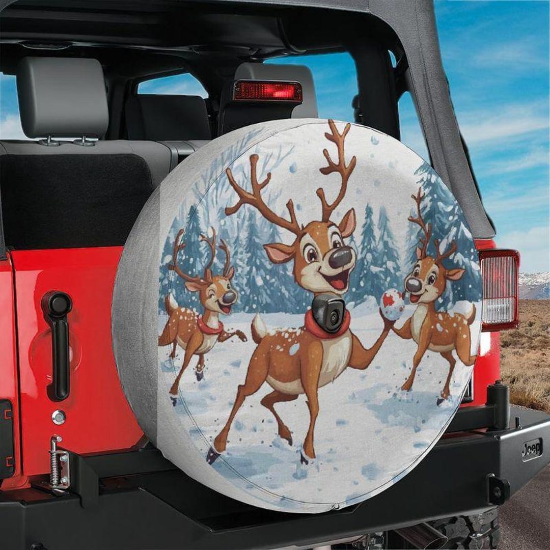 Christmas Spare Tire Reindeer Games Cover With Backup Camera Hole ...