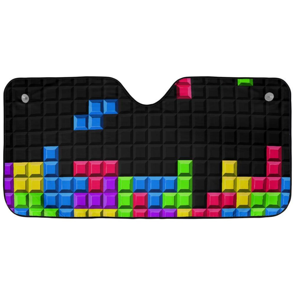 Pixel Block Puzzle Car Sun Shade, Retro Block Game Front Windshield ...