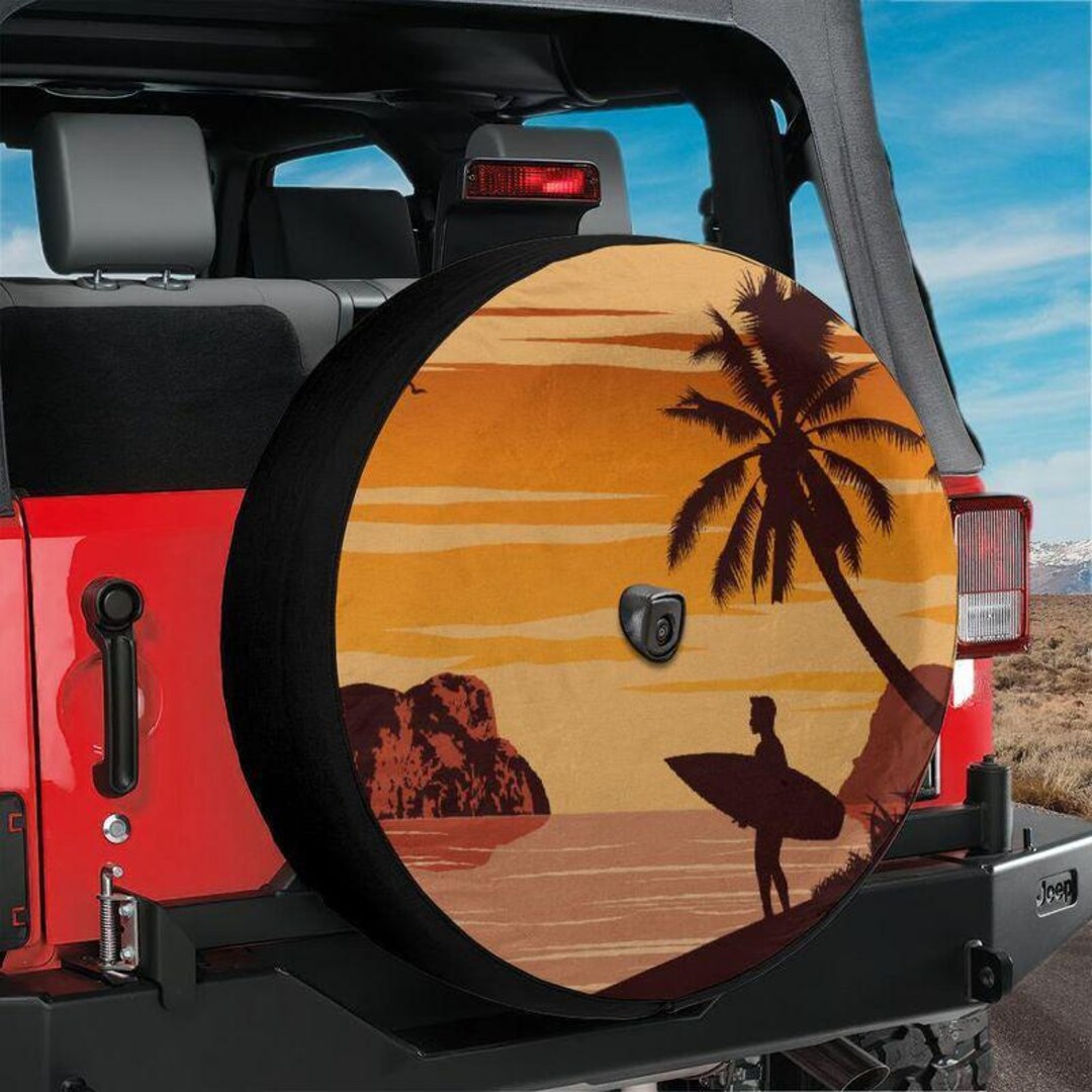 Spare Tire Sunset Surfer Cover With Backup Camera Hole Option for ...