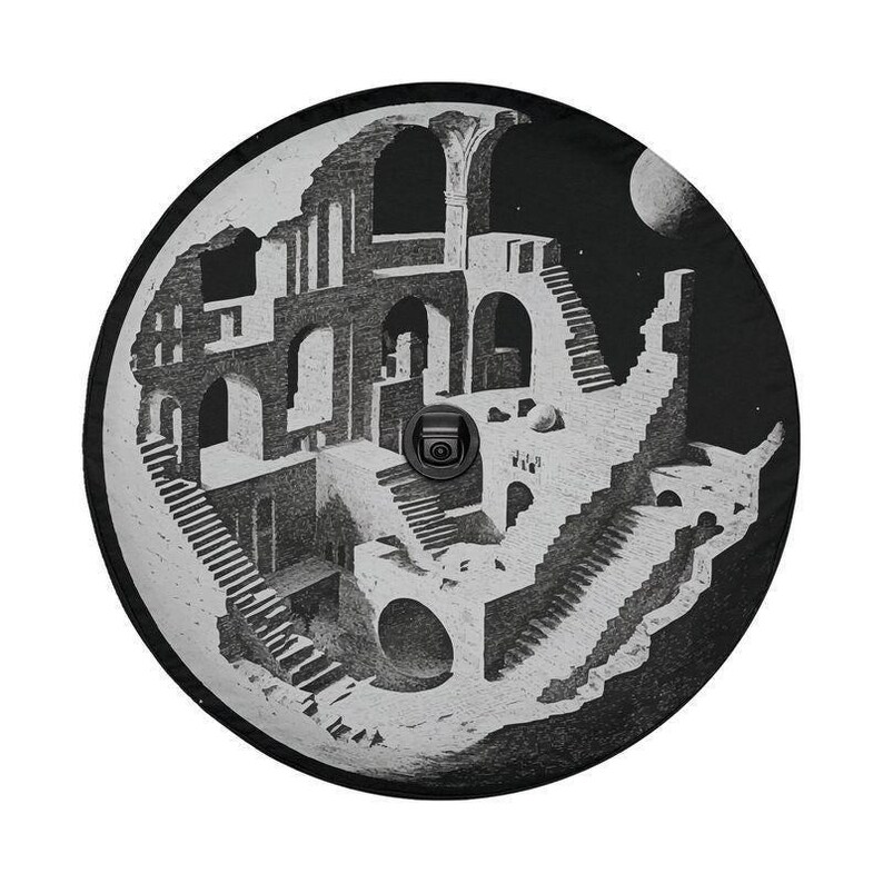Escher Staircase Spare Tire Cover, Planetary Labyrinth, With Camera ...