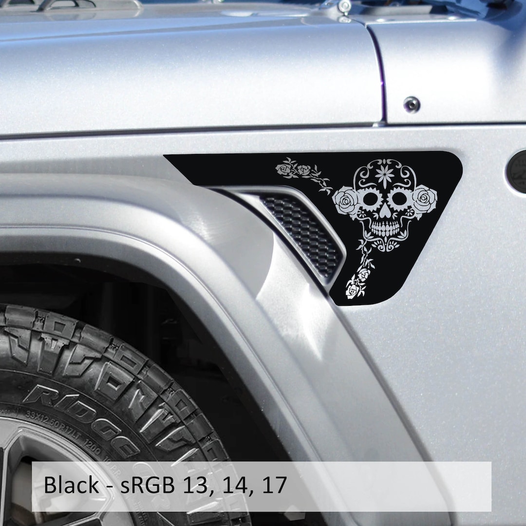 Dia De Los Muertos Sugar Skull Fender Vent Vinyl Decal for Jeep ...