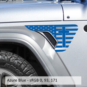 Cross on American Flag Fender Vent Vinyl Decal - Fits Jeep Wrangler Jl ...