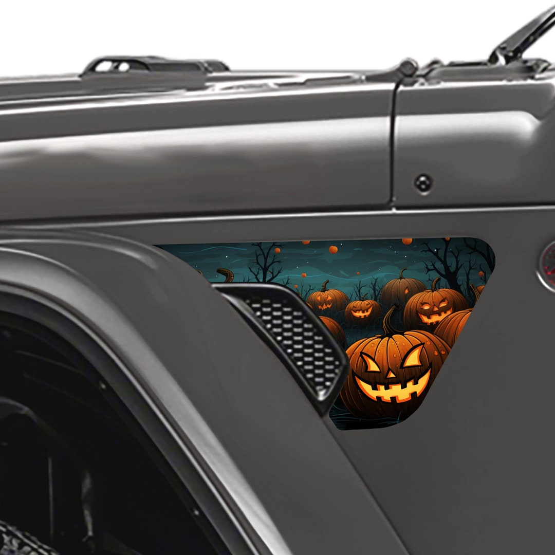 Halloween Pumpkin Patch 2pc Vinyl Fender Decal Set - Fits Jeep Wrangler ...
