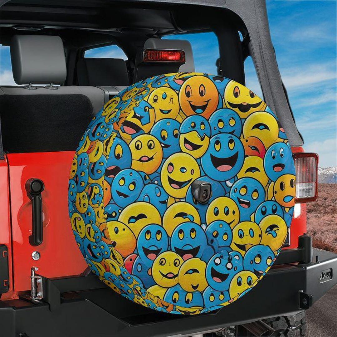 Happy Smiley Parade Spare Tire Cover With Backup Camera Hole - Etsy