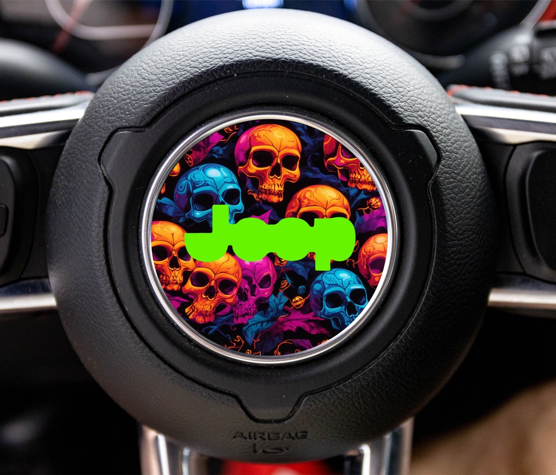 Skulls & Pumpkin Print Halloween Steering Wheel Decal Overlay Accessory ...