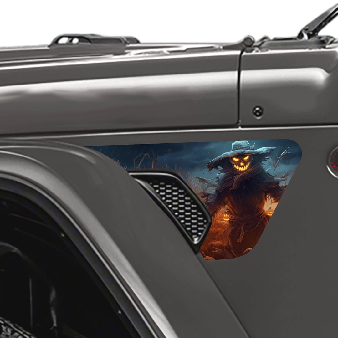 Spooky Scarecrow 2pc Vinyl Fender Decal Set - Fits Jeep Wrangler Jl ...