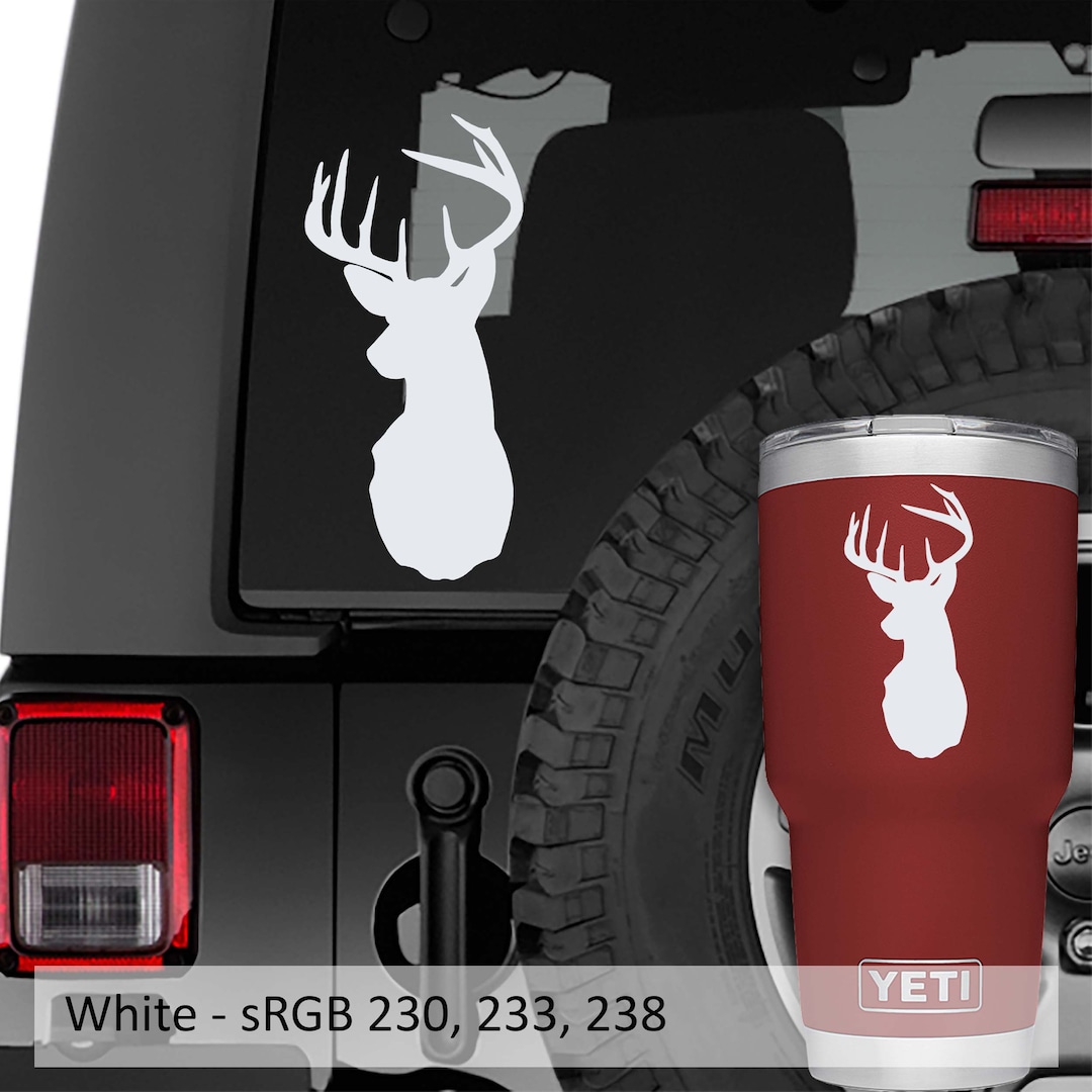 Deer Buck Head Vinyl Decal | Customizable Buck Antler Wildlife Window ...