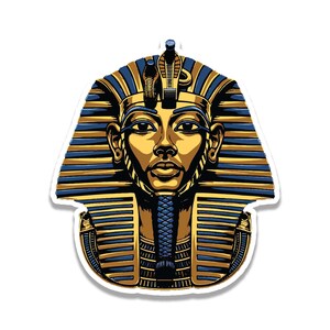 Pharaoh King Tut Vinyl Sticker, Gold and Blue Mask (laptop, Bottle, Car ...