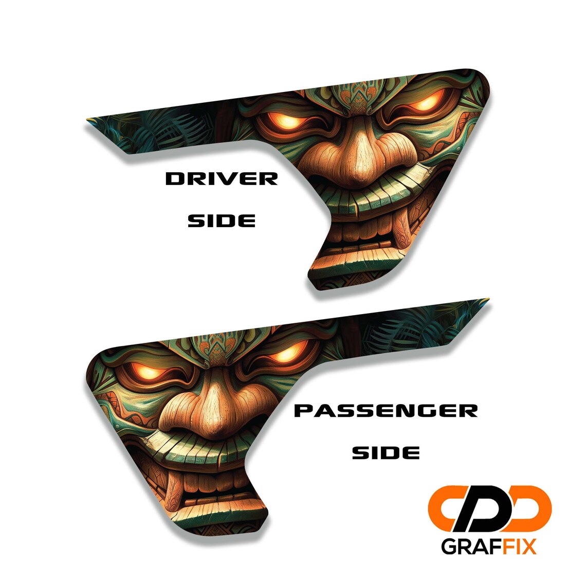 Tiki Totem of Fury 2pc Vinyl Fender Decal Set - Fits Jeep Wrangler Jl ...