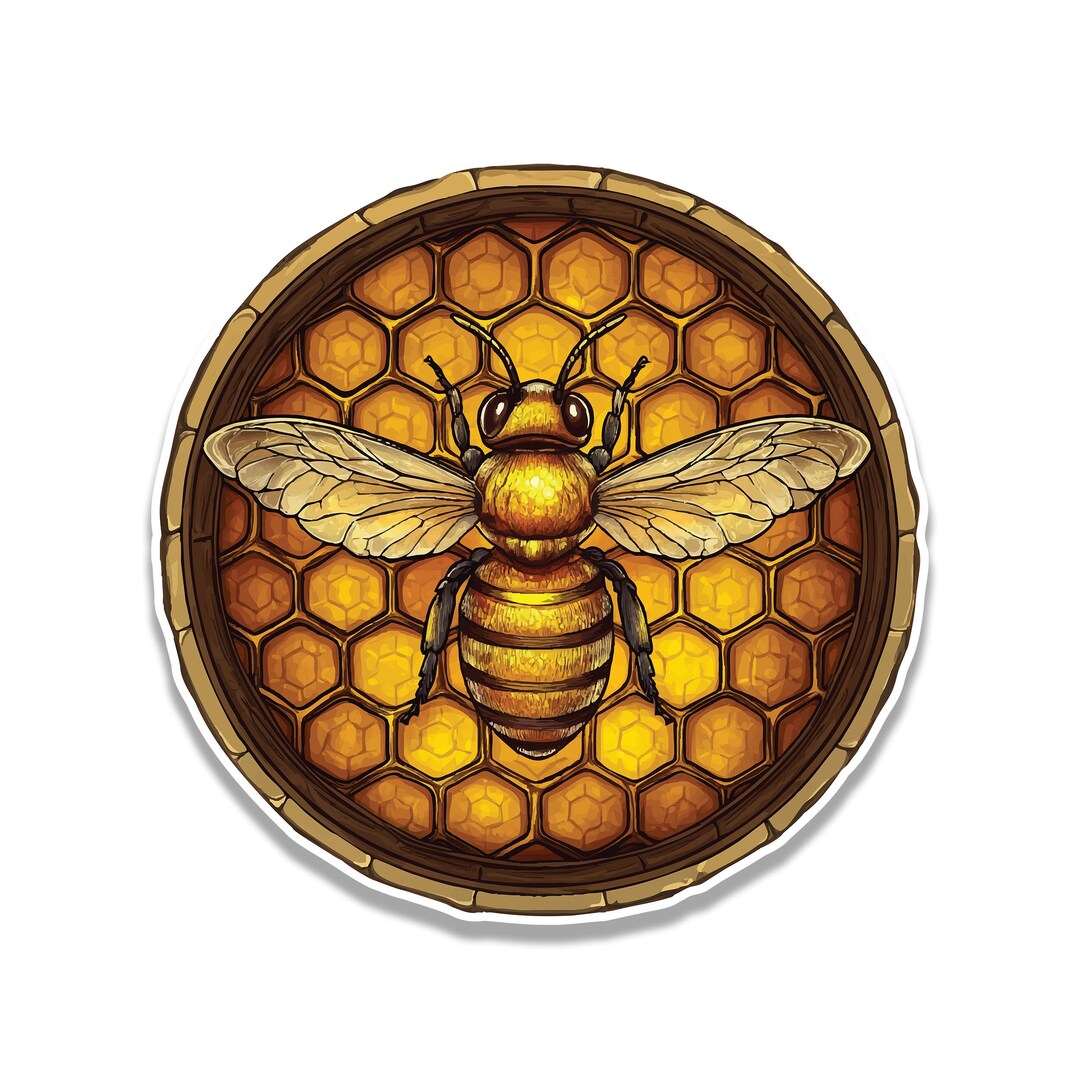 Honeycomb Bee Vinyl Sticker | Beehive Decal for Laptop, Water Bottle ...