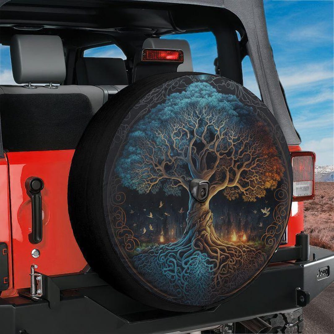 Norse Tree of Life Spare Tire Cover With Backup Camera Hole Option for ...