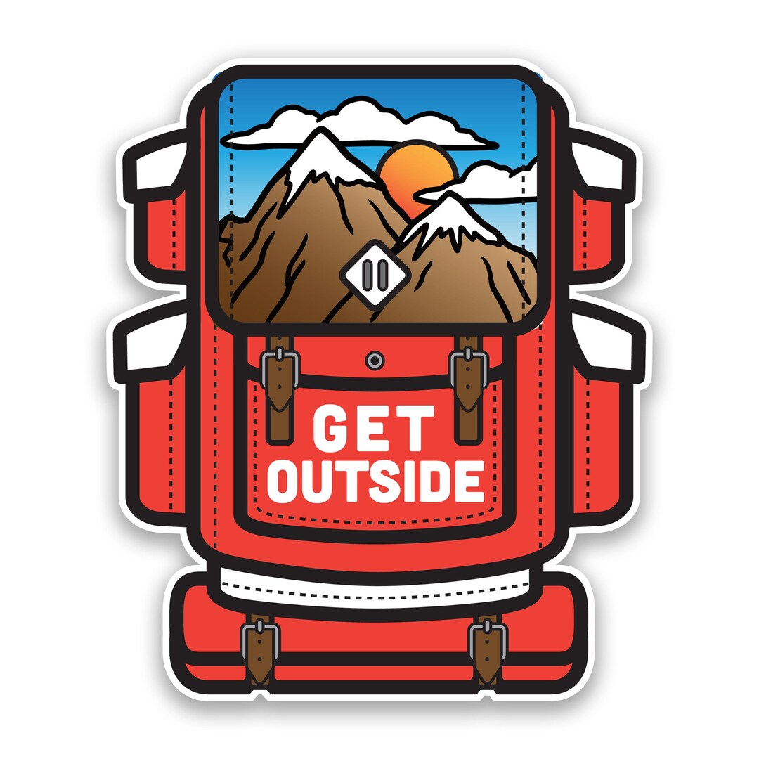 Get Outside Backpack Vinyl Decal Sticker Travel Backpacking Nature ...