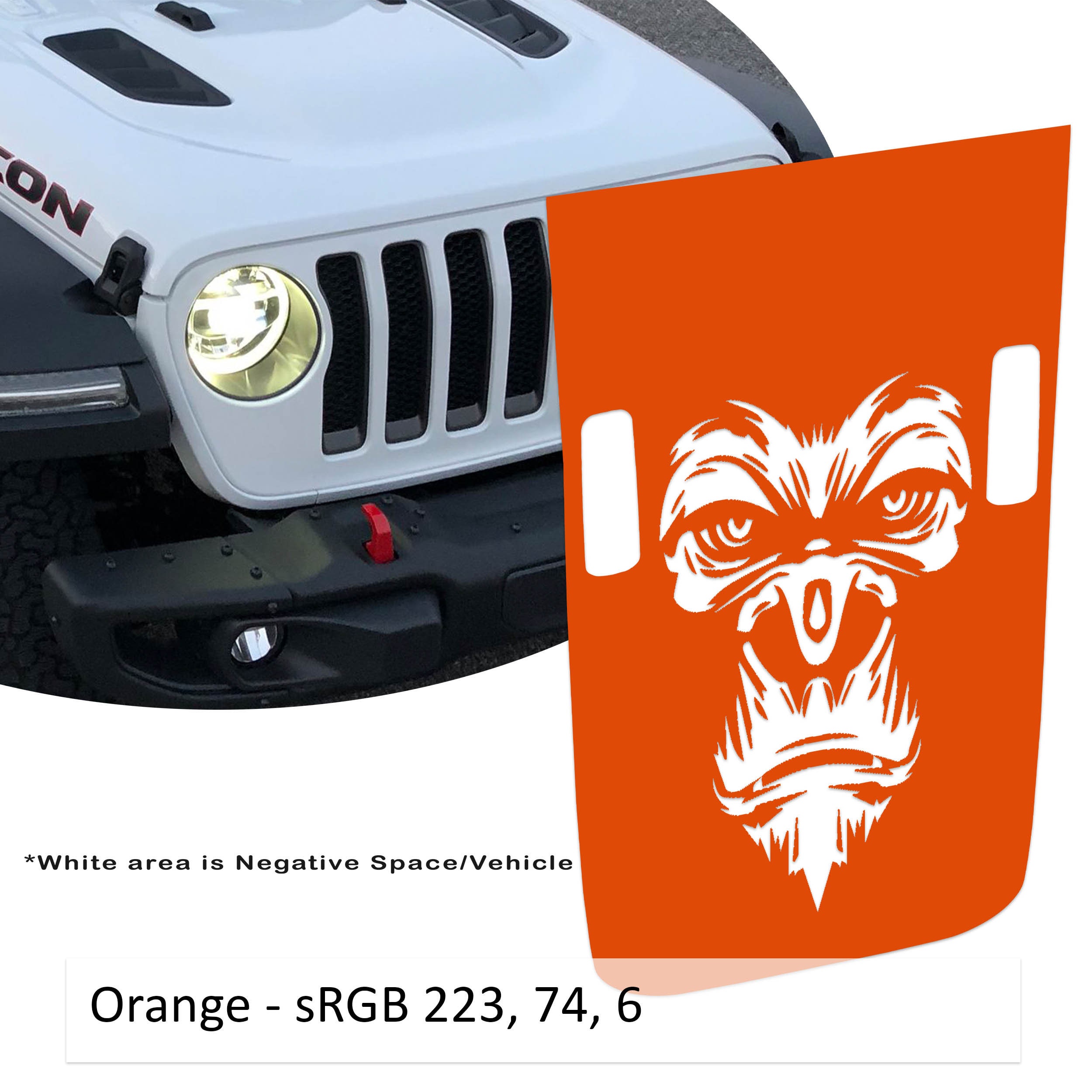 Gorilla Monkey Face Power-dome Blackout Vinyl Hood Decal - Etsy