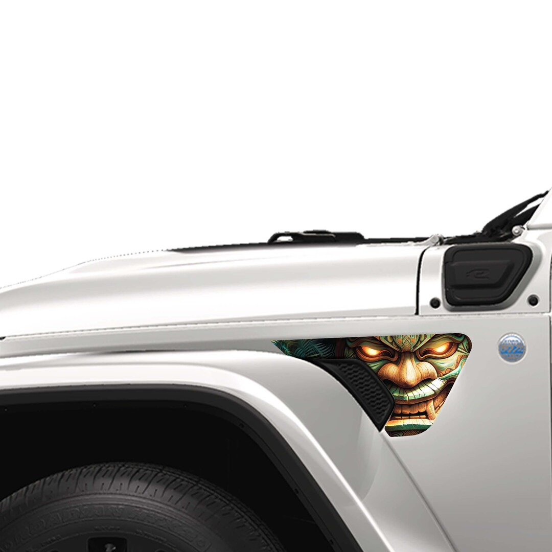 Tiki Totem of Fury 2pc Vinyl Fender Decal Set - Fits Jeep Wrangler Jl ...