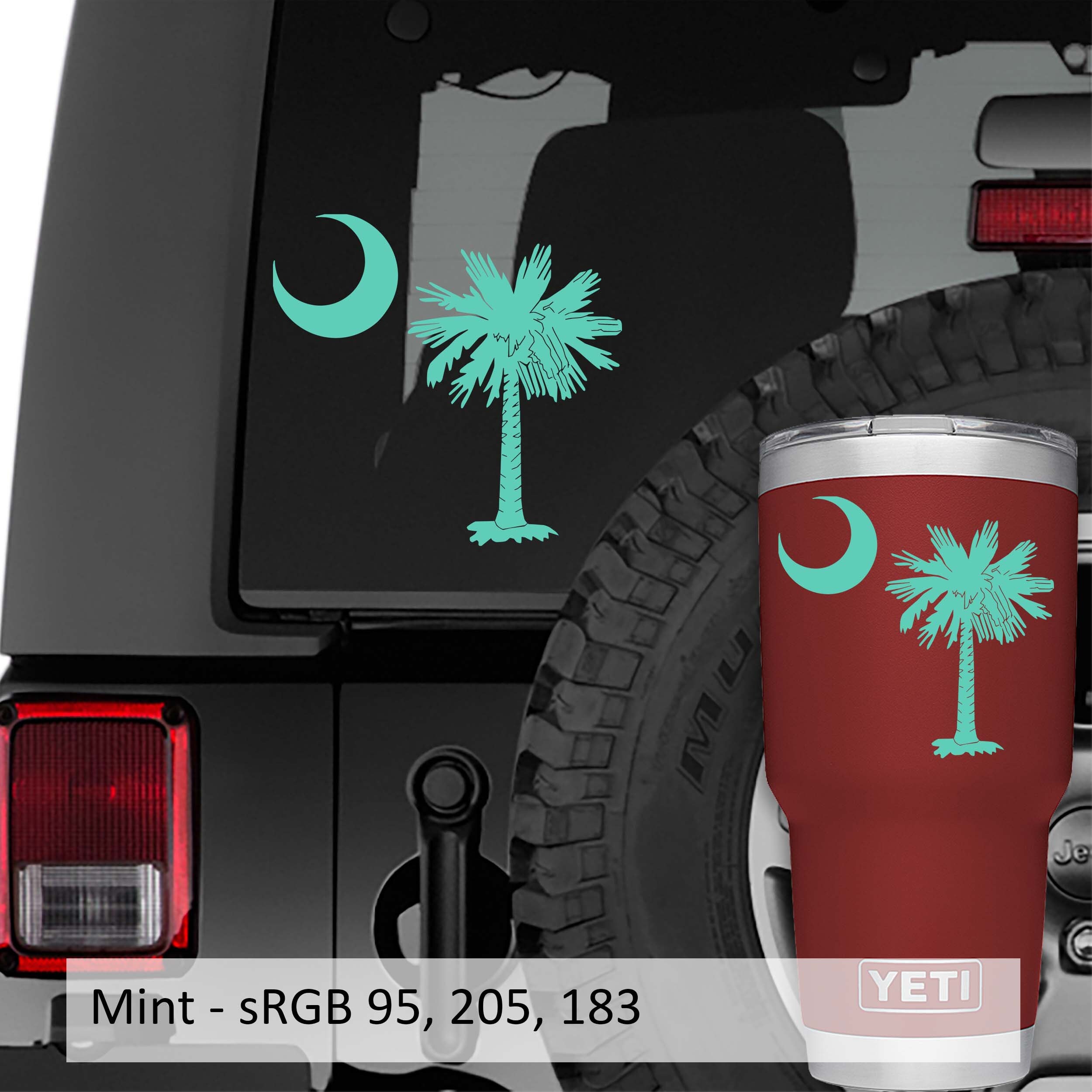 South Carolina Palmetto Moon Vinyl Decal Sticker - Etsy