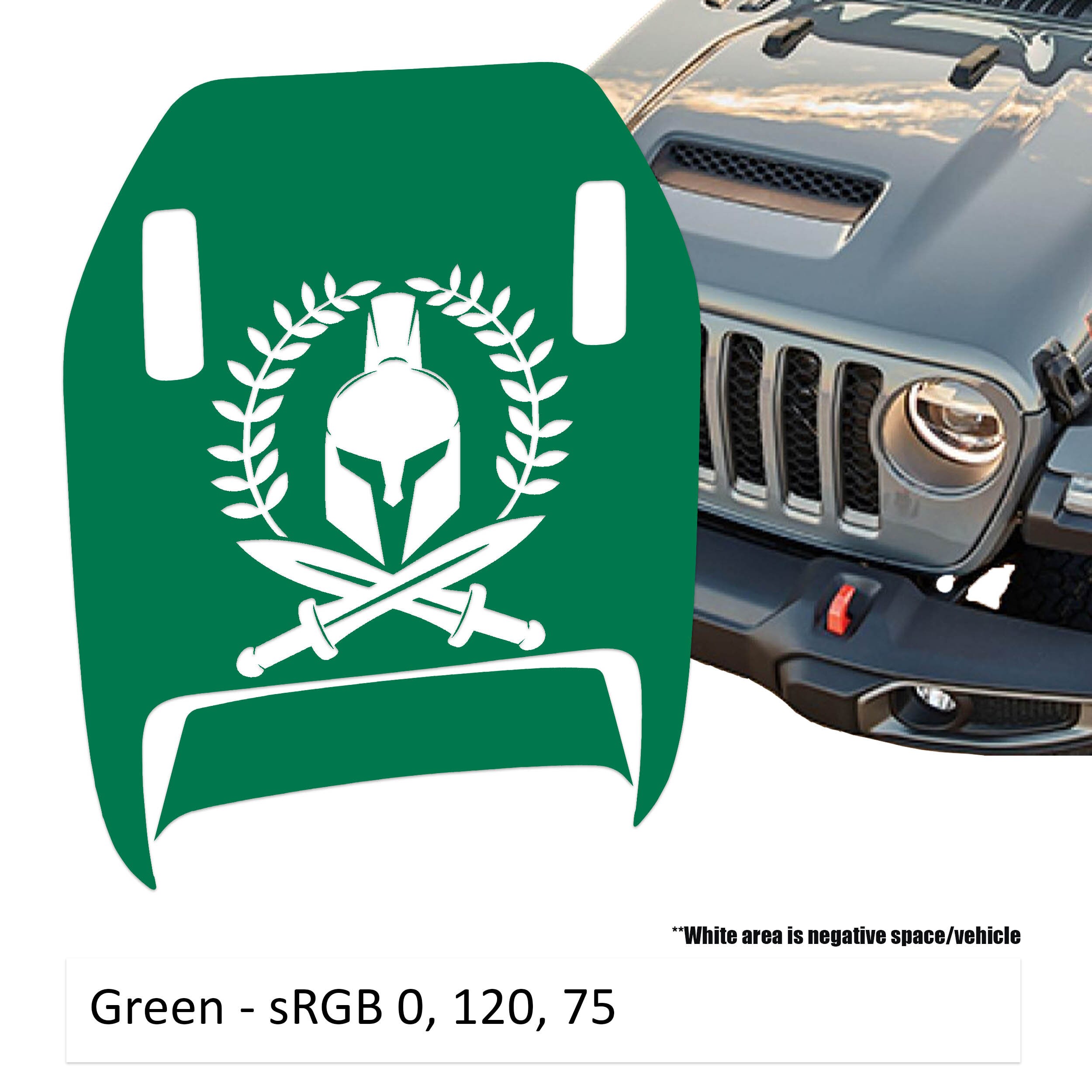Spartan Laurel Wreath Clawed Foot Hood Decal Set - Fits Wrangler 392 ...