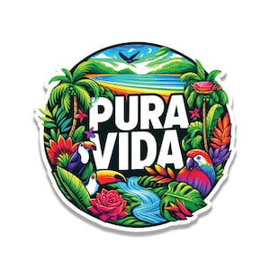 Pura Vida Parrot Paradise Vinyl Sticker for Suitcase, Laptop, Car or ...