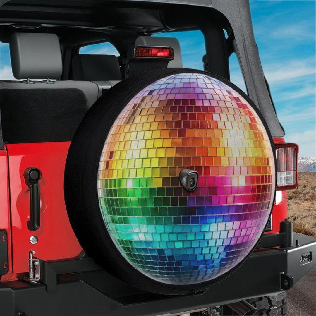 Spare Tire Rainbow Disco Ball Cover With Backup Camera Hole Option for ...