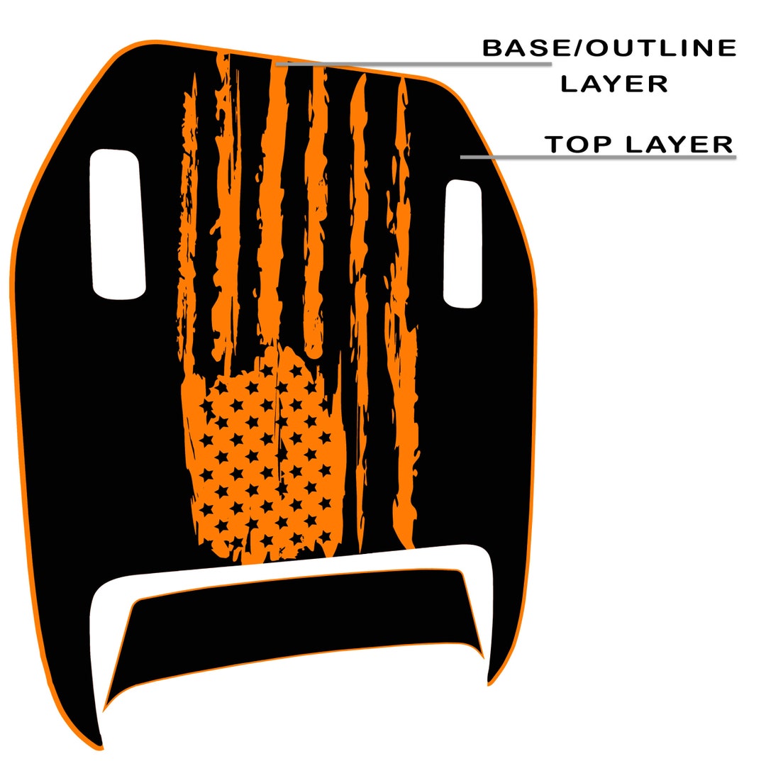 Tattered 2-layer American Flag Clawed Foot Hood Vinyl Decal Set Fits ...