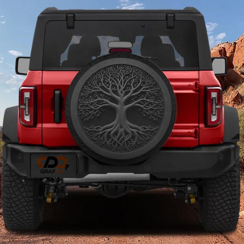 Spare Tire Black Shadowed Norse Tree of Life Cover With Backup Camera ...