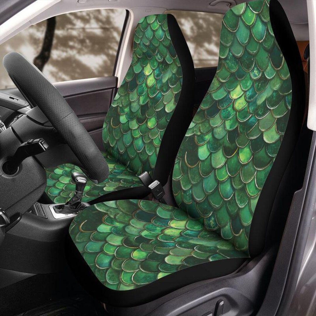 Green Dragon Scale Seat Covers, Mermaid Scale Front Seat Protector for ...