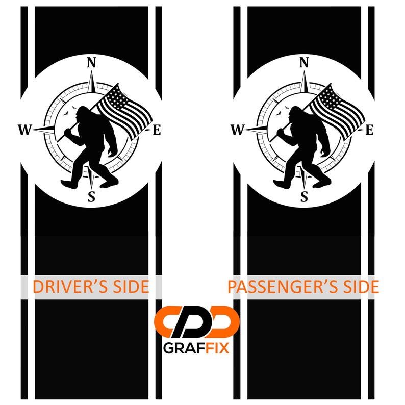 Bigfoot Compass Bedside Graphic Decal Design for Jeep Gladiator JT 2018 ...